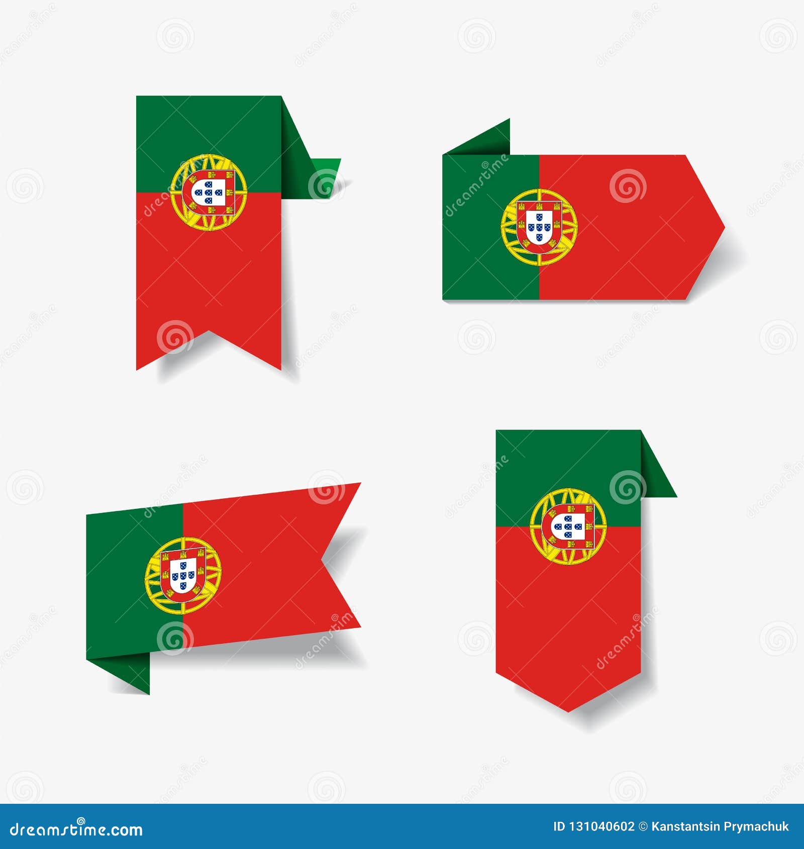 Portuguese Flag Stickers and Labels. Vector Illustration. Stock Vector ...
