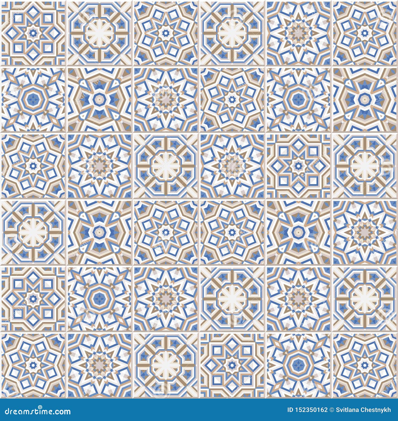 Portuguese Floor Tiles Design, Seamless Azulejo Pattern Stock Vector ...