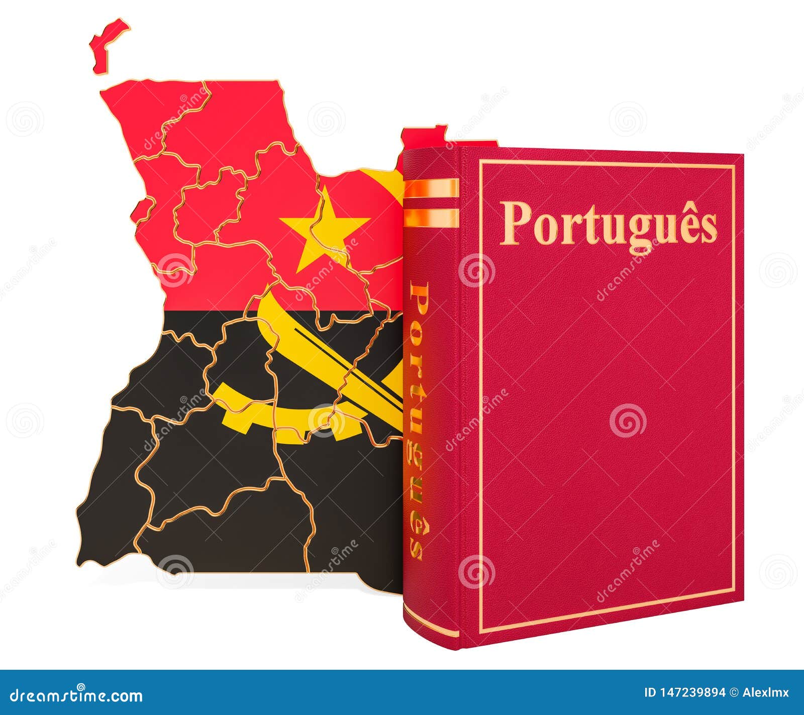 Portuguese Language Book with Map of Angola, 3D Rendering Stock ...