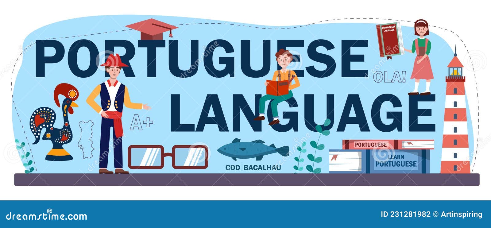 Portuguese Language Typographic Header. Language School Portuguese ...