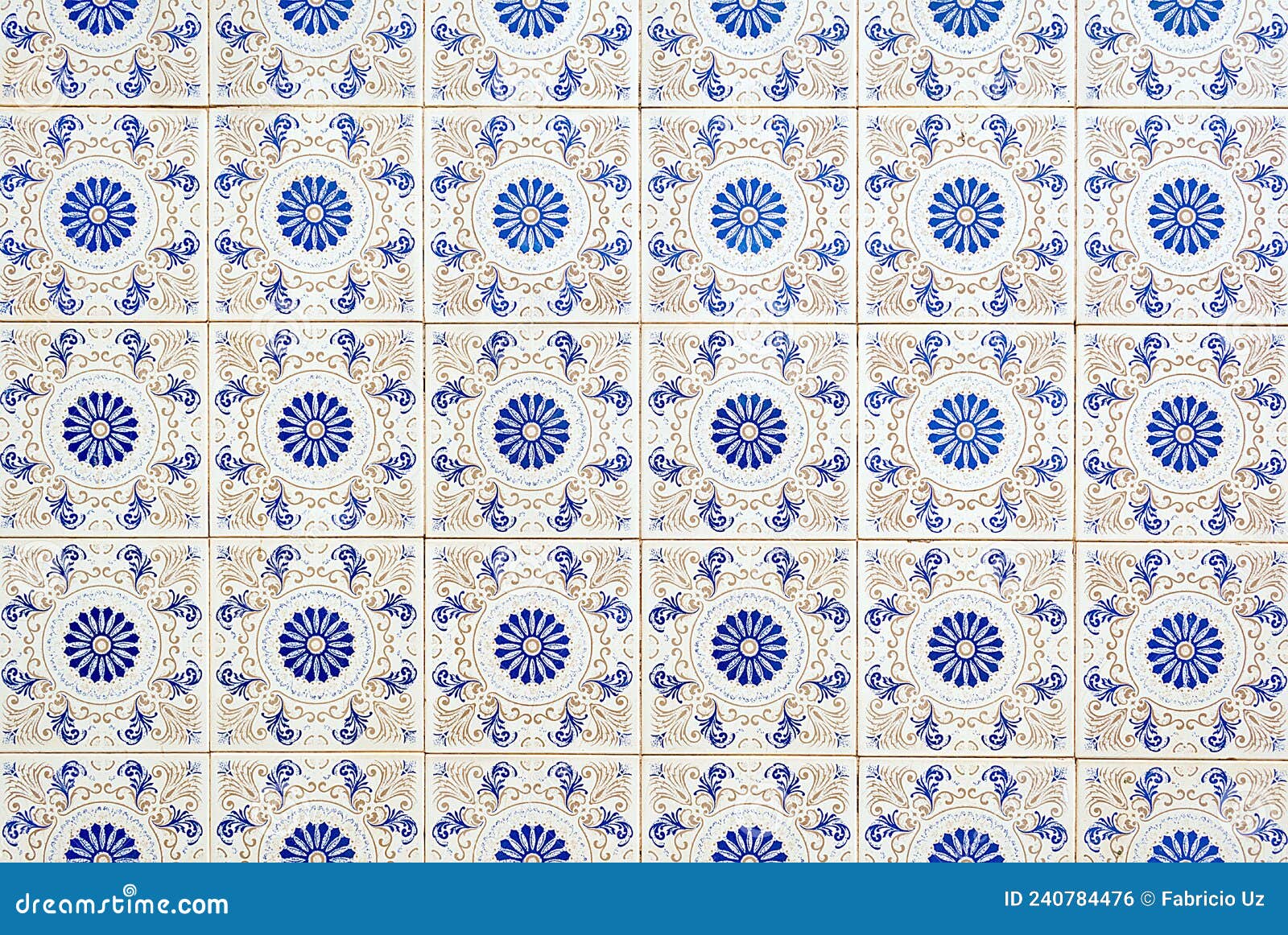 Portuguese Ornamented Tiles Texture Background Stock Photo - Image of ...