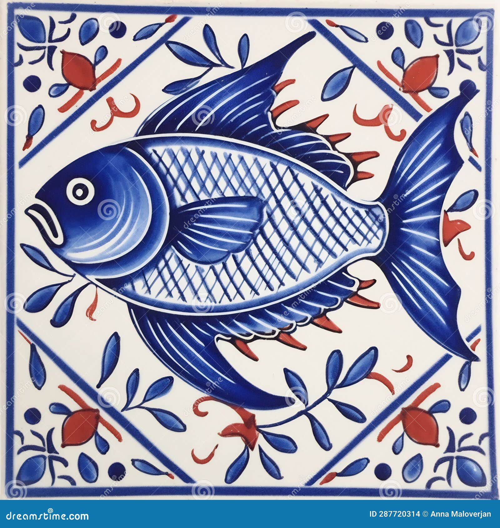 Portuguese Sardine Fish On Typical Traditional Tile Stock Photo ...