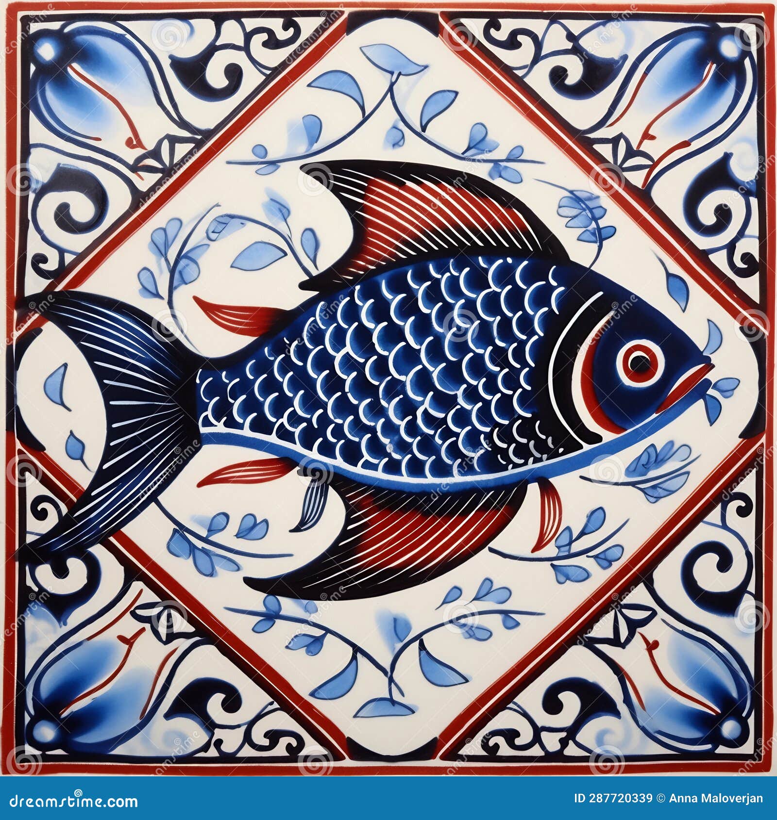 Portuguese Sardine Fish On Typical Traditional Tile Stock Photo ...