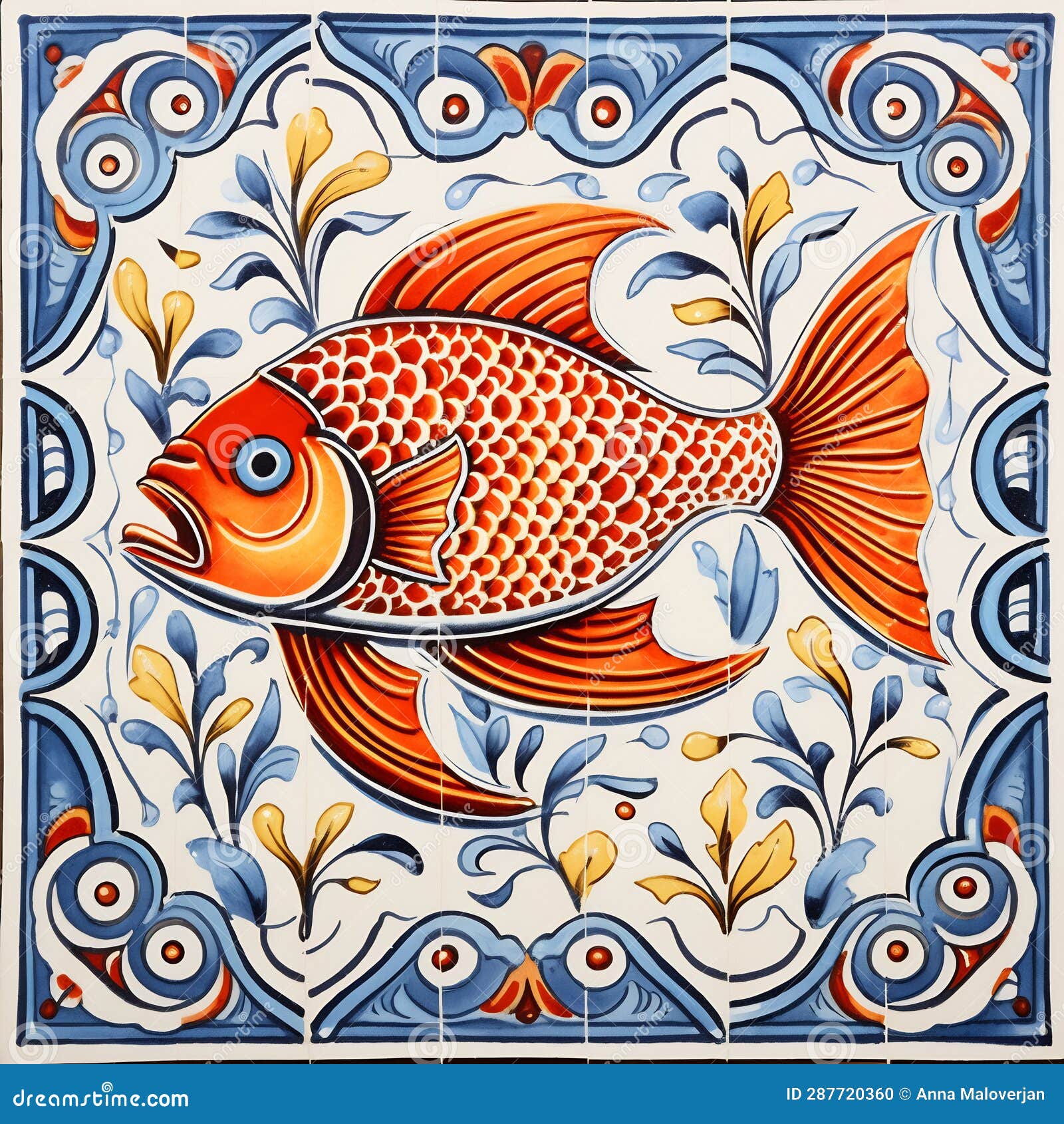 Portuguese Sardine Fish On Typical Traditional Tile Stock Photography ...