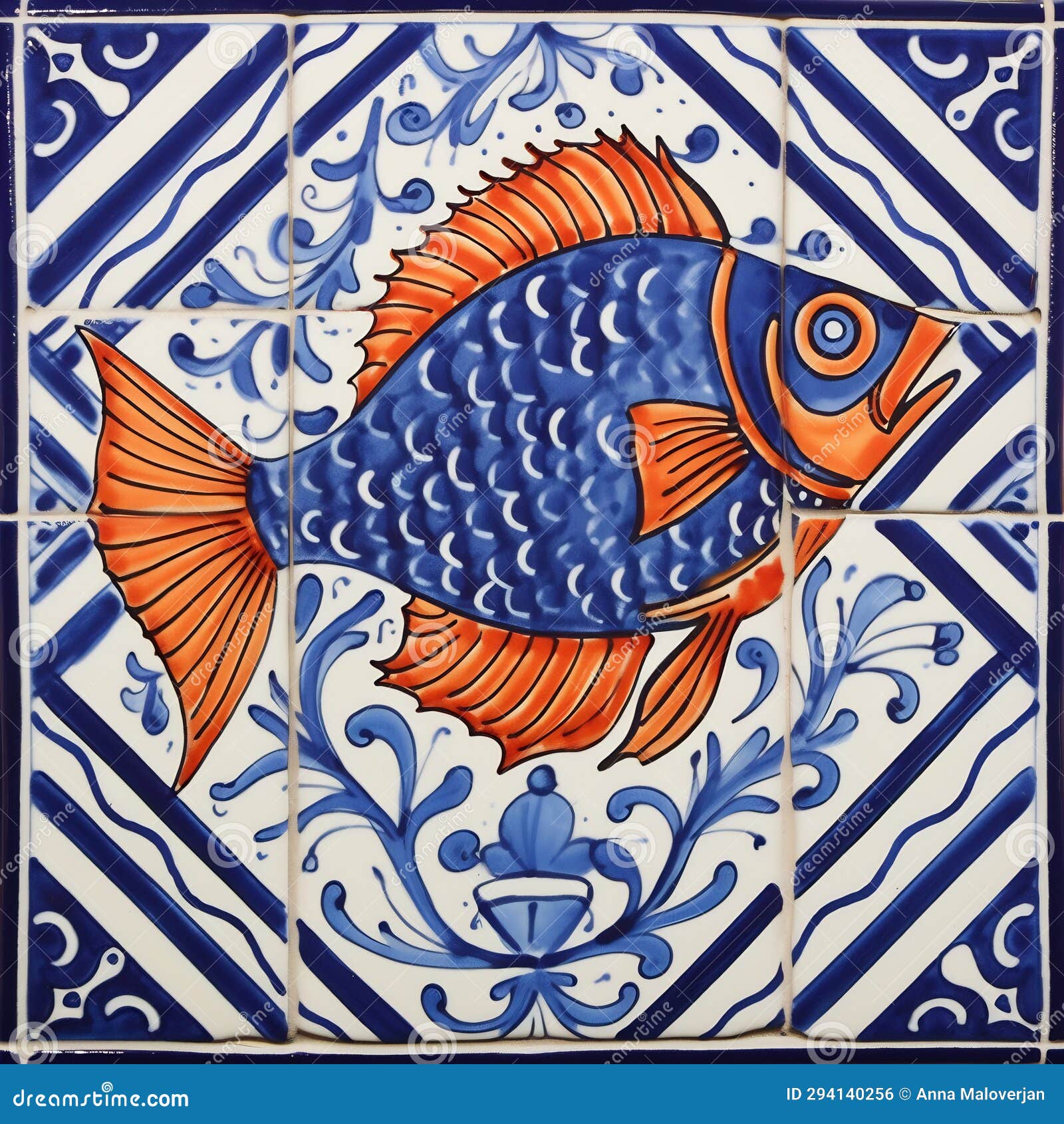 Portuguese Sardine Fish On Typical Traditional Tile Stock Photography ...