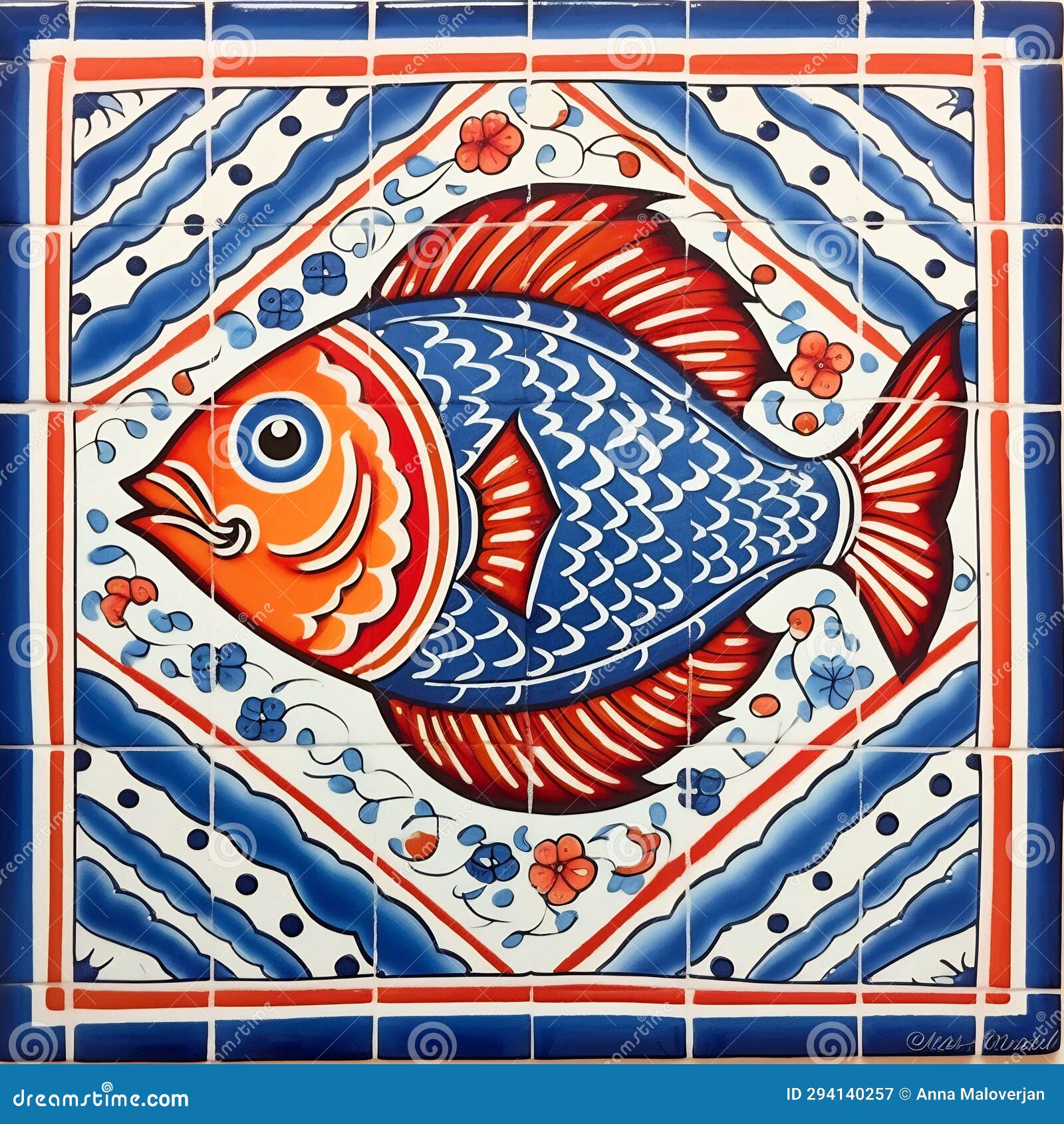 Portuguese Sardine Fish on Typical Traditional Tile Stock Illustration ...