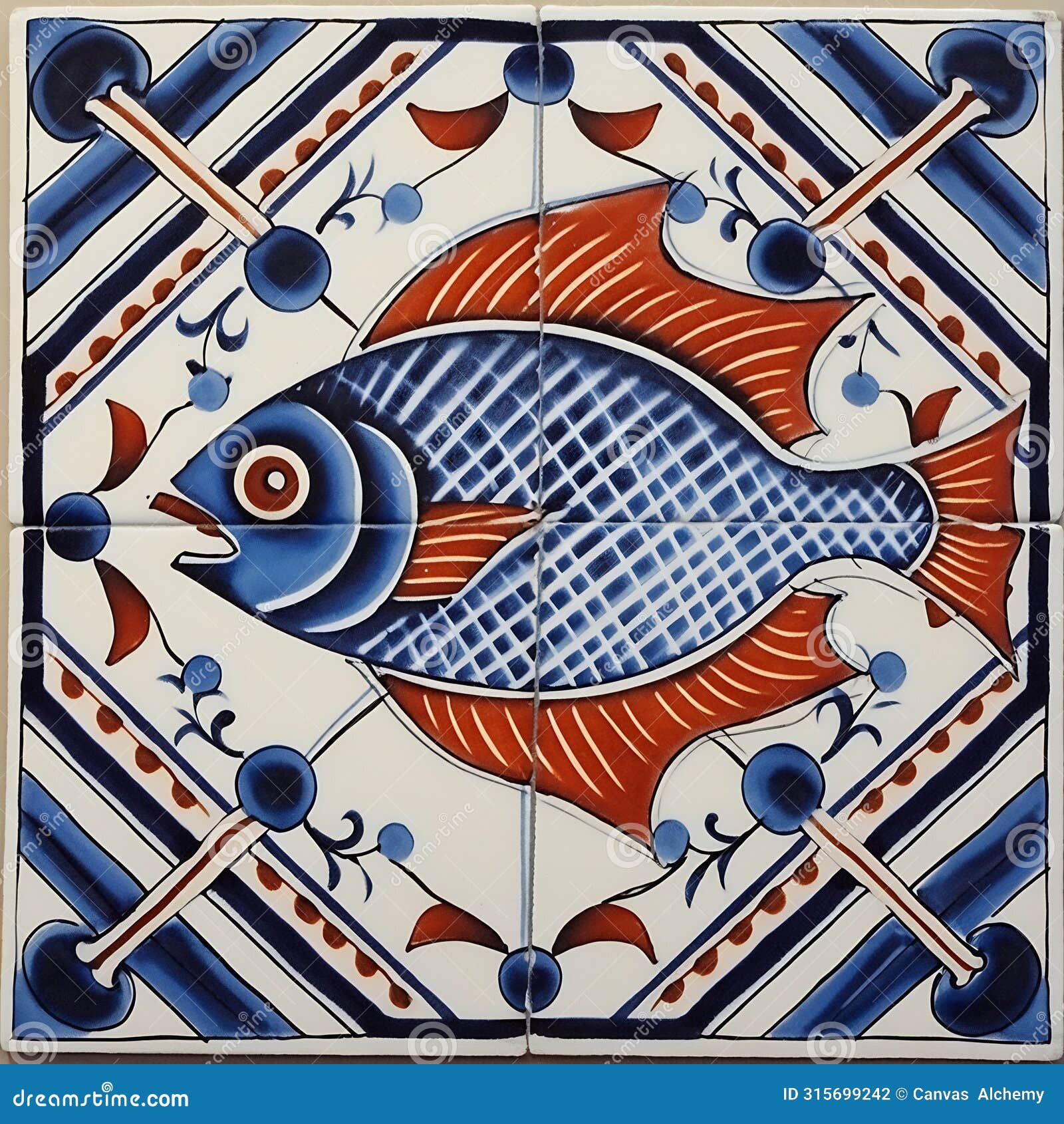 Portuguese Sardine Fish on Typical Traditional Tile Stock Photo - Image ...