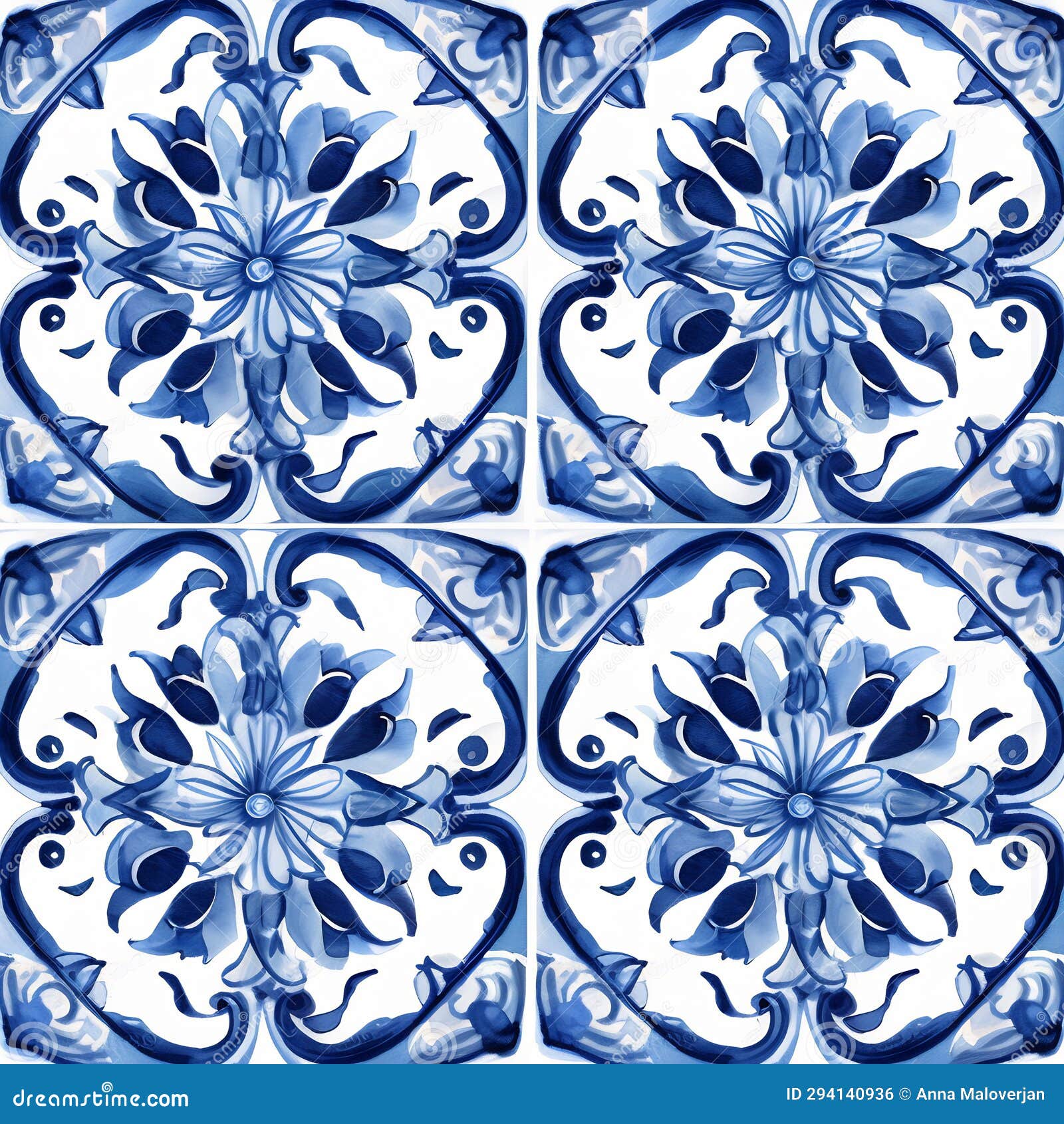 Portuguese Typical Traditional Blue Tile Stock Illustration ...