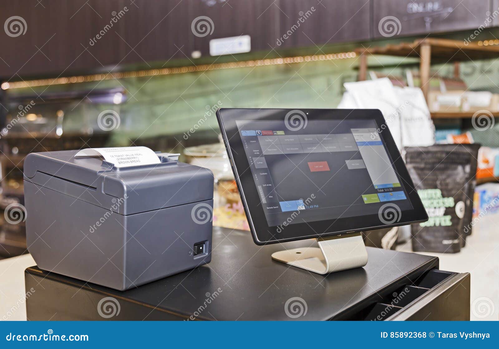 POS Counter Side Tablet stock photo. Image of computer - 85892368