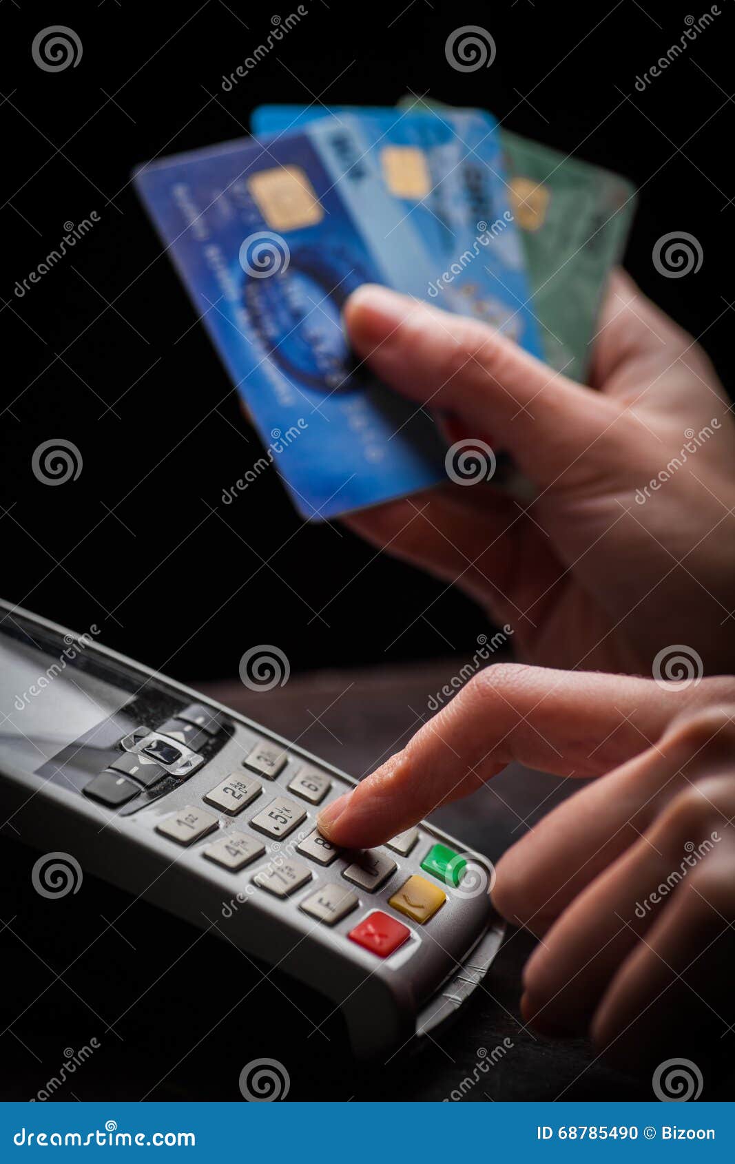 POS and credit cards stock photo. Image of shopping, insert - 68785490