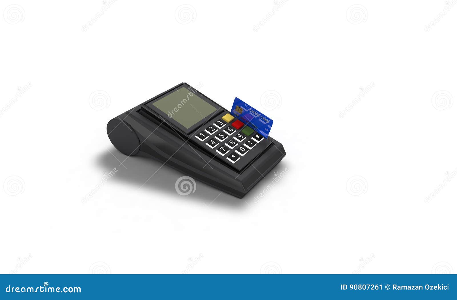 Pos Device Shopping on White, 3d Render Stock Illustration ...