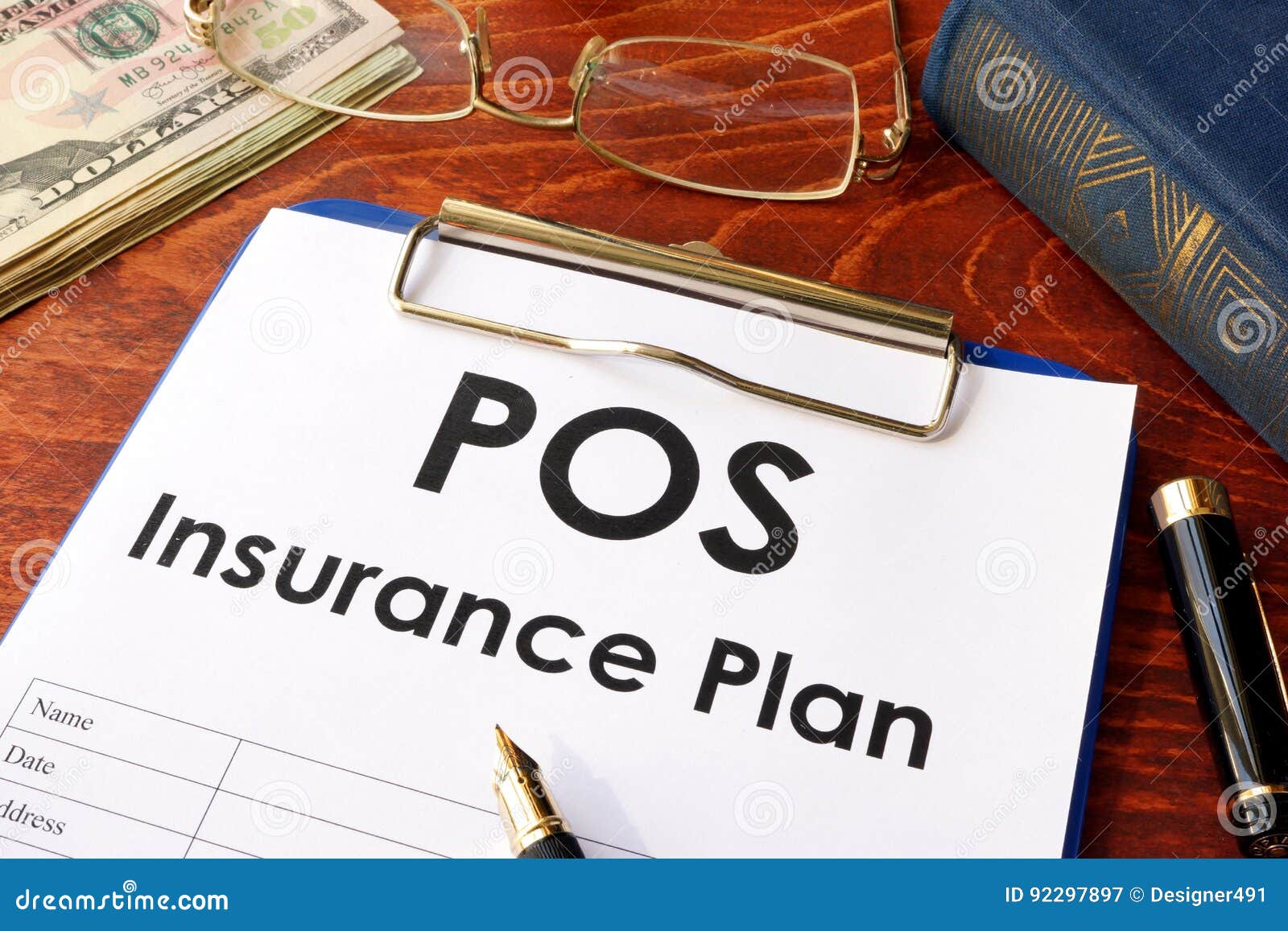 POS Insurance Plan on a Table. Stock Image - Image of insurance ...