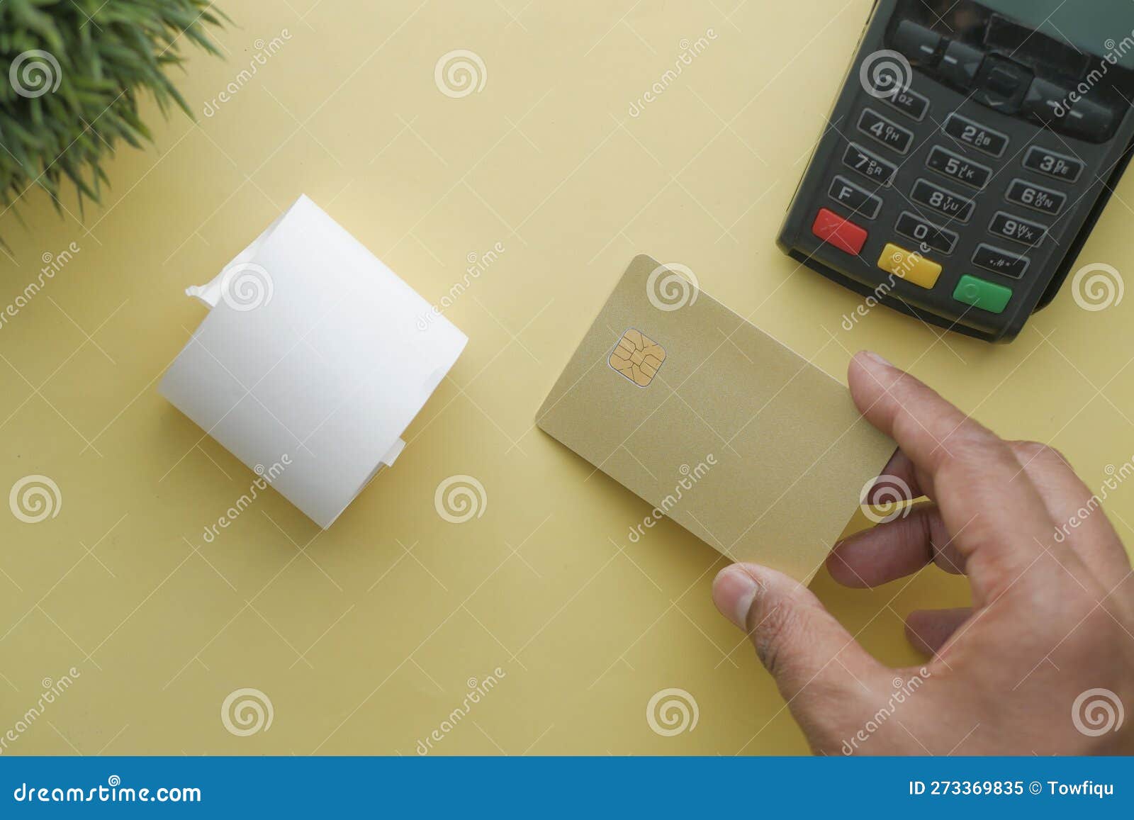 POS Machine and Long Roll Paper on Blue . Stock Image - Image of paper ...