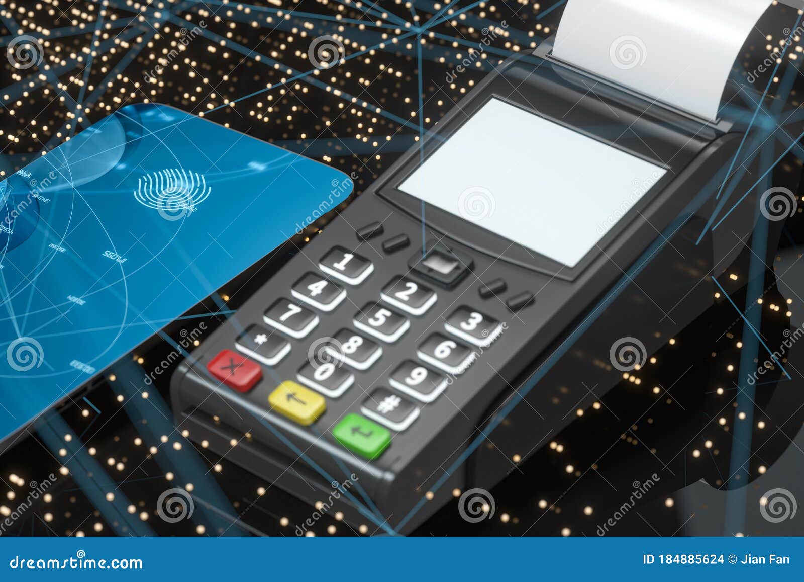POS Machine and Mobile Phone with Fingerprint Identification, 3d ...