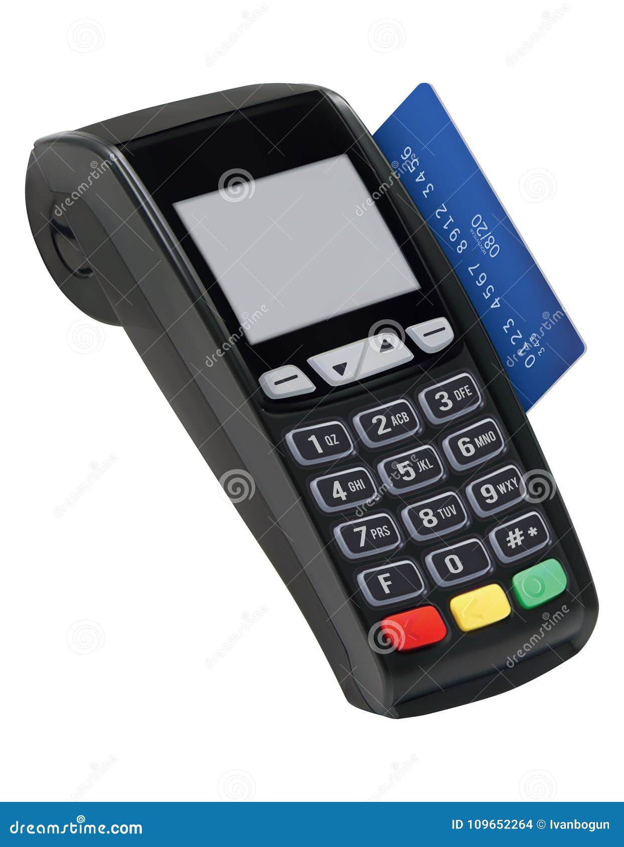 Pos Terminal with Card Isolated. Paying with Credit Card Stock Vector ...