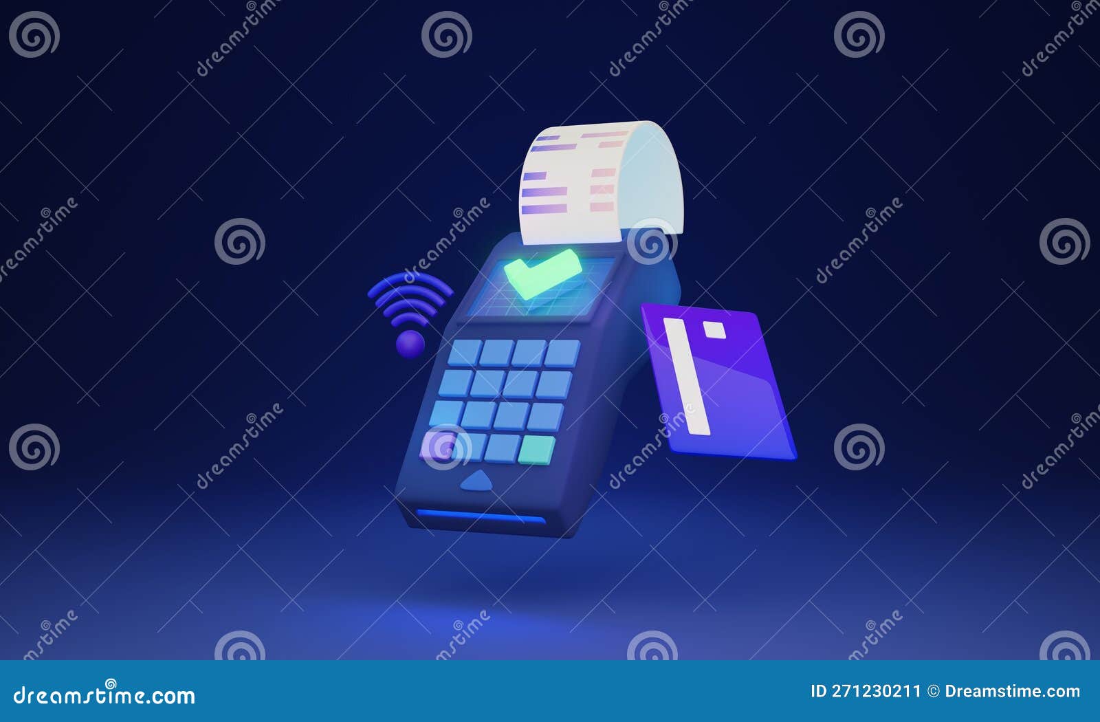 POS Terminal Concept, 3D Illustration. Retail Transaction Device Used ...