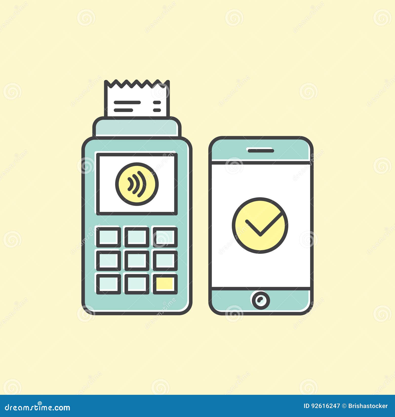 POS Terminal Confirms The Payment Made Through Mobile Phone Vector ... POS Terminal Confirms The Payment Made Through Mobile Phone Vector ...