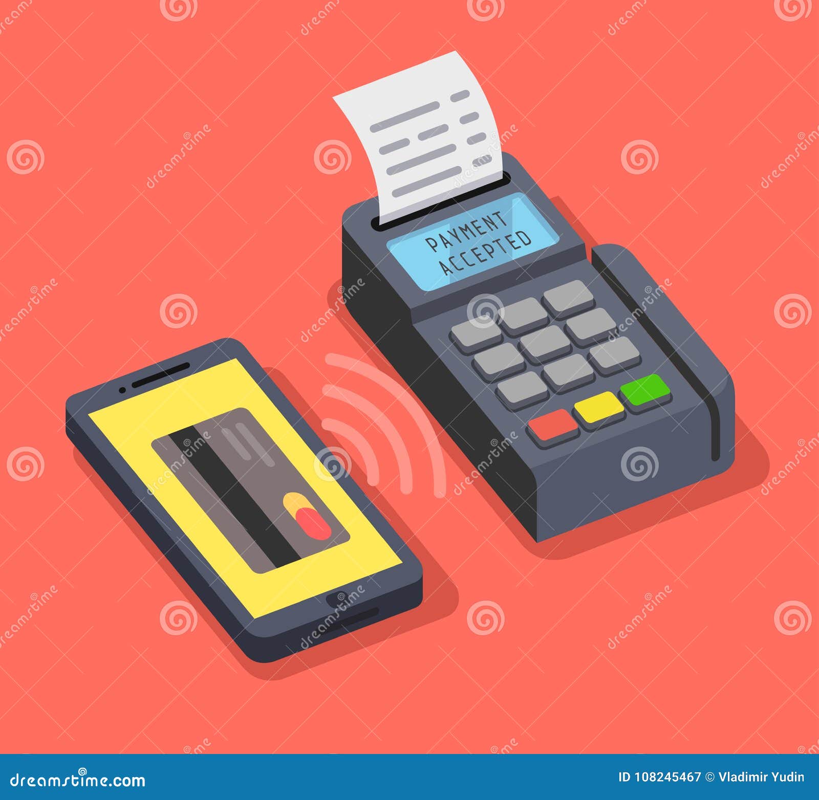 POS Terminal Confirms Payment Made through Mobile Phone. Stock Vector ... POS Terminal Confirms Payment Made through Mobile Phone. Stock Vector ...