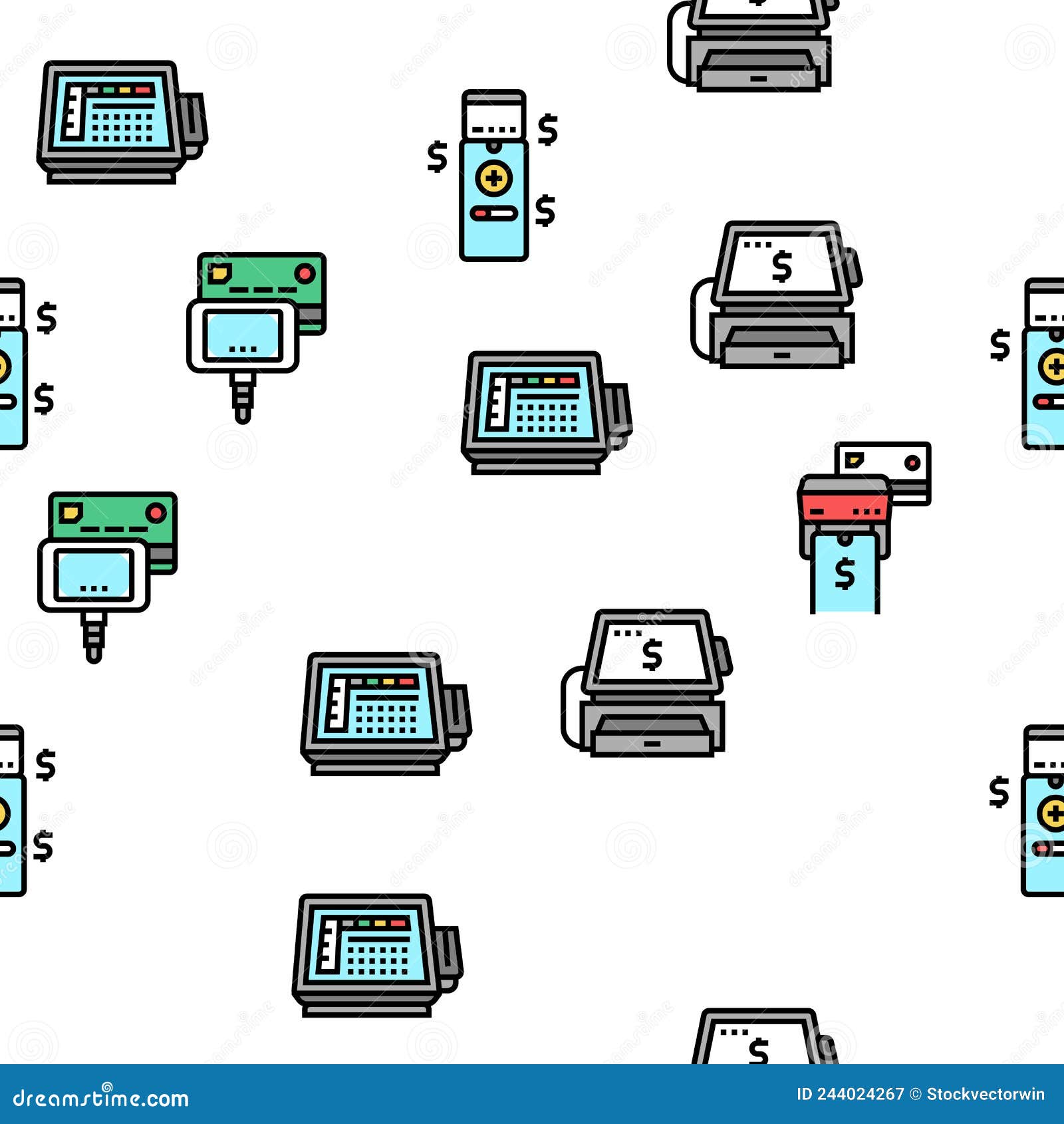 Pos Terminal Device Vector Seamless Pattern Stock Vector - Illustration ...