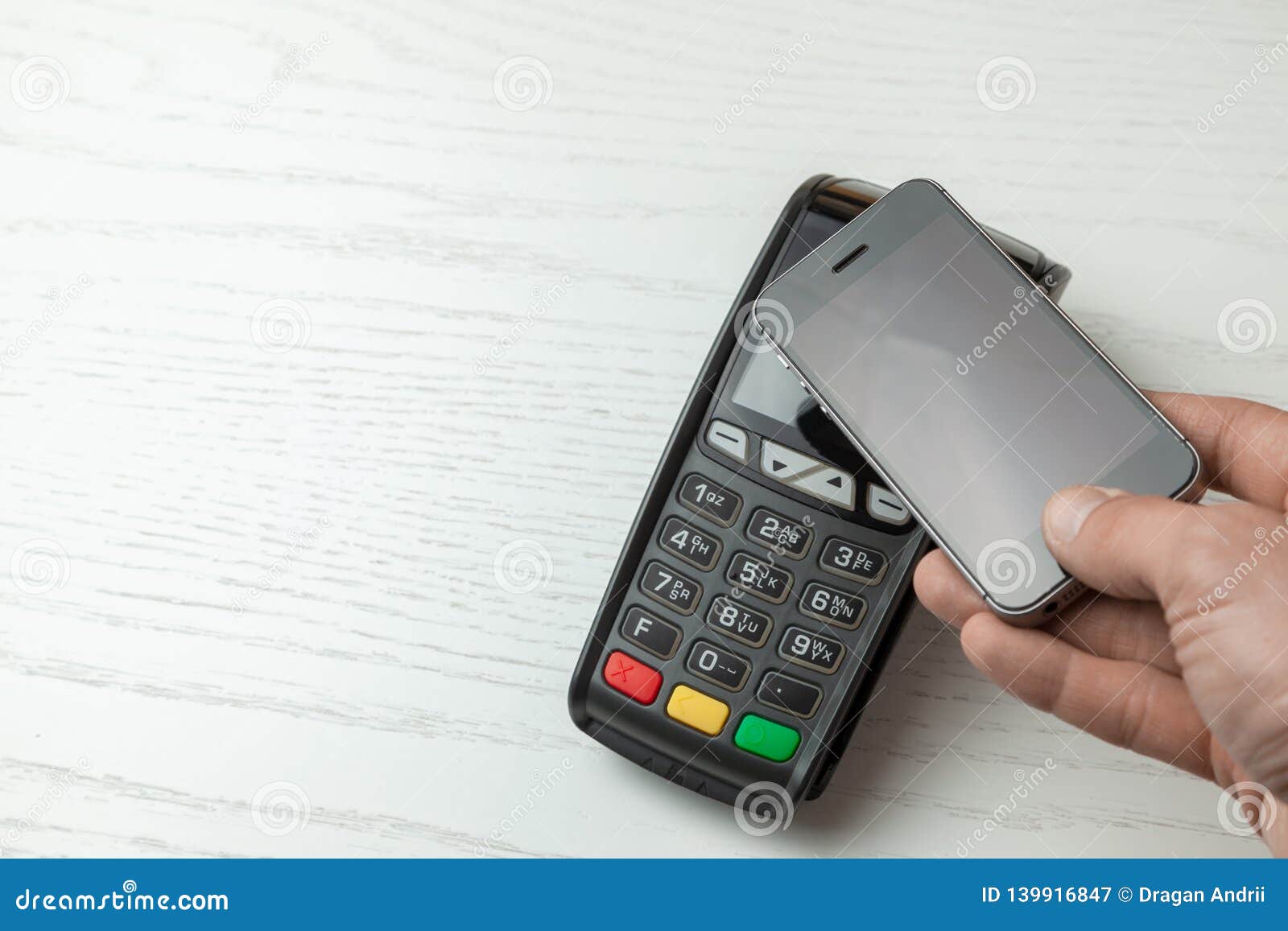 POS Terminal, Payment Machine with Mobile Phone on White Background ...