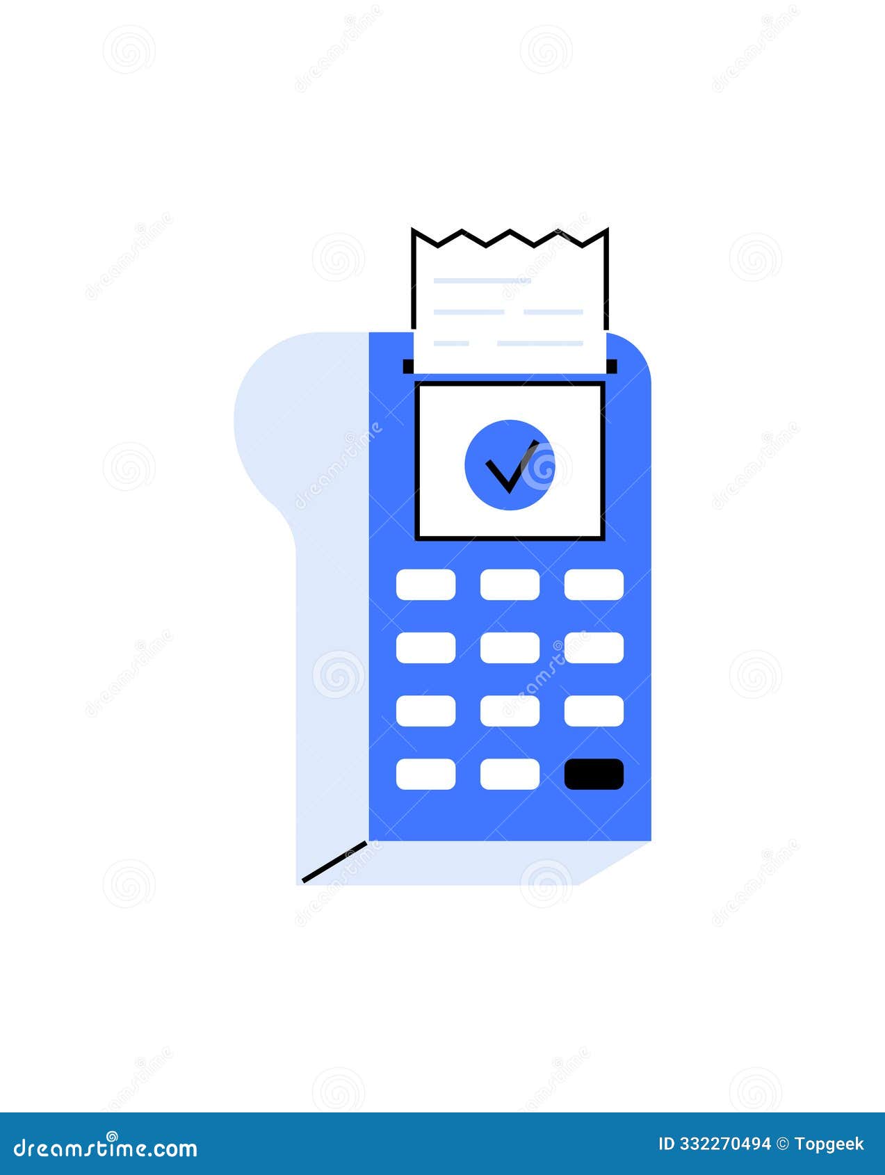 POS Terminal With Printed Receipt And Check Mark Symbolizing Payment ...