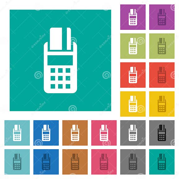 POS Terminal Square Flat Multi Colored Icons Stock Vector ...