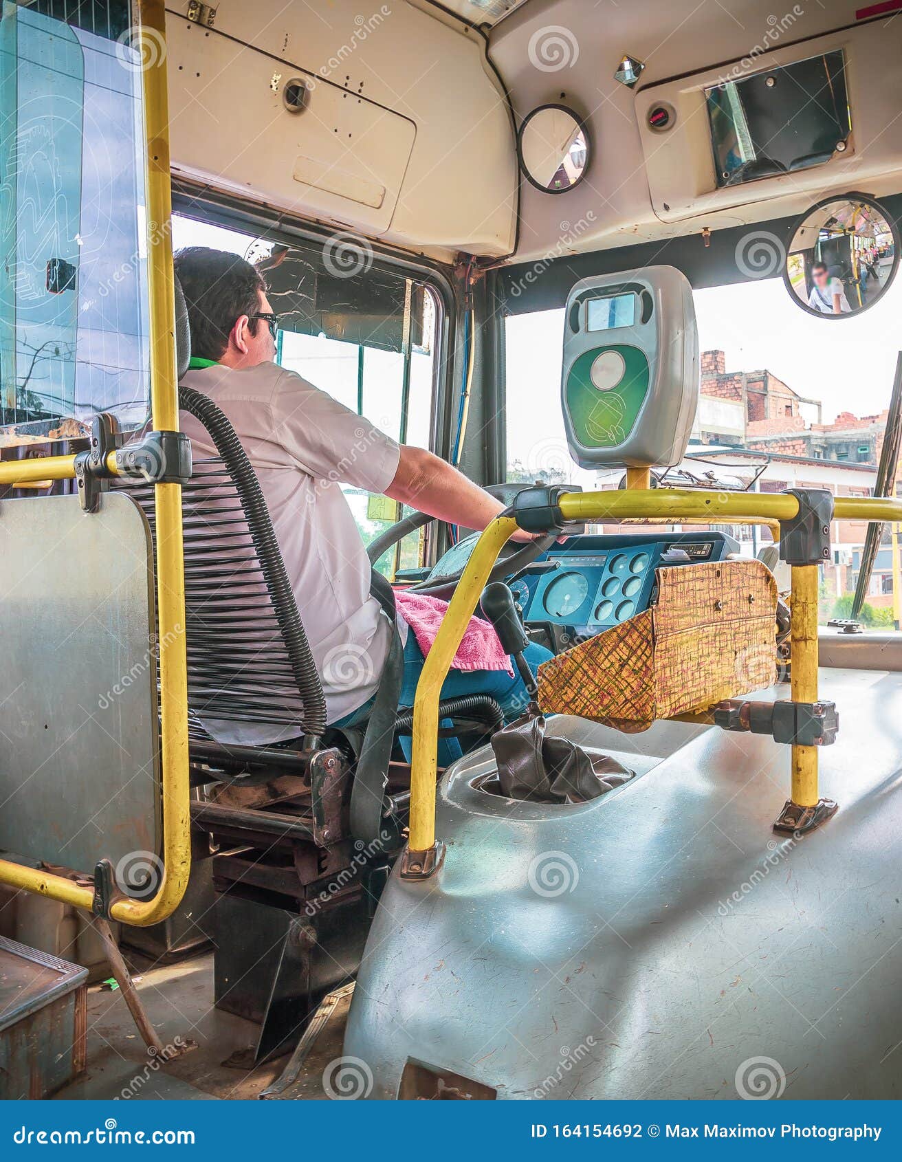 Posadas, Argentina - Driver Inside His Old Local Area Bus in Posadas ...