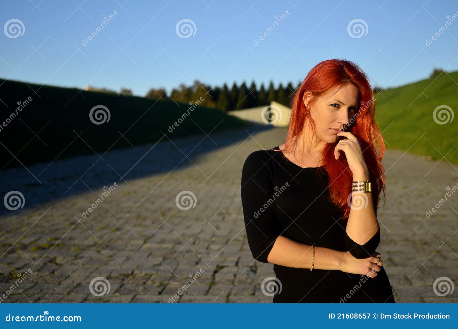 Pose rousse de fille image stock. Image du sensualité - 21608657