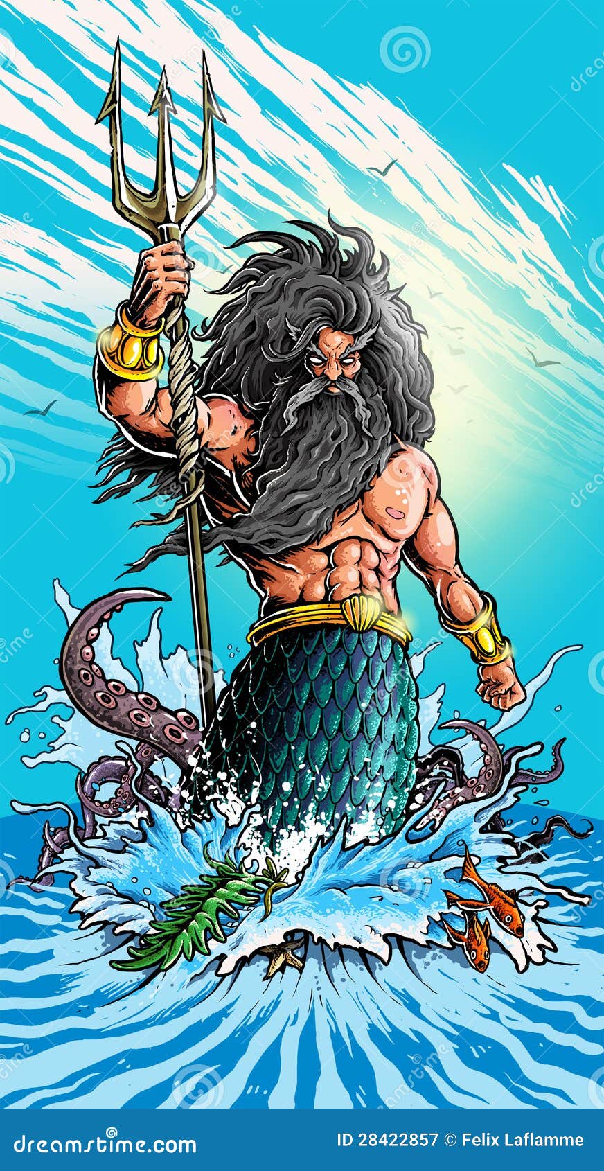 Poseidon King Mascot Esport Logo Design Illustrations Vector Template ...