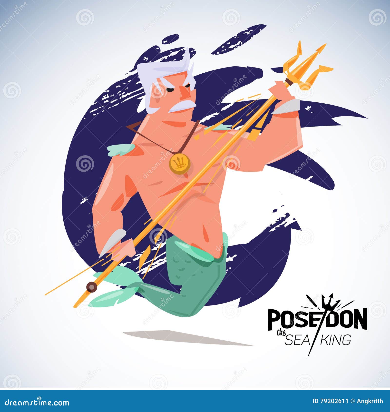 Poseidon. Character Design with Typographic - Vector Stock Vector ...