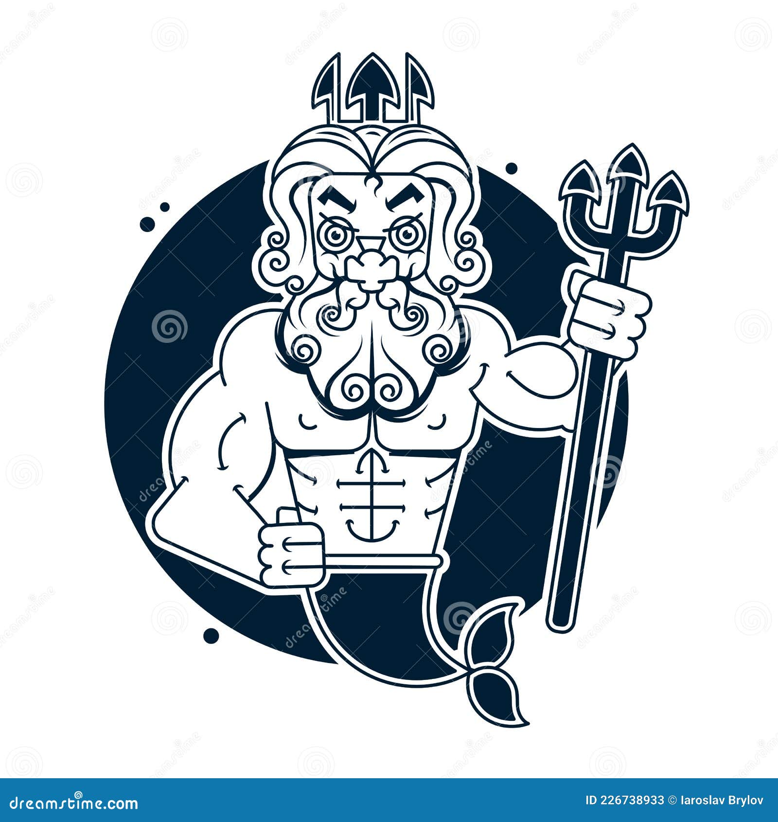 Poseidon Clip Art or Logo, Vector Art Stock Vector - Illustration of ...