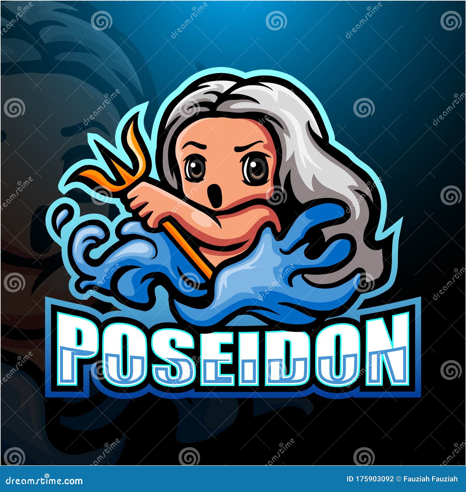 Poseidon Mascot Logo Design With Trident Weapon Cartoon Vector ...