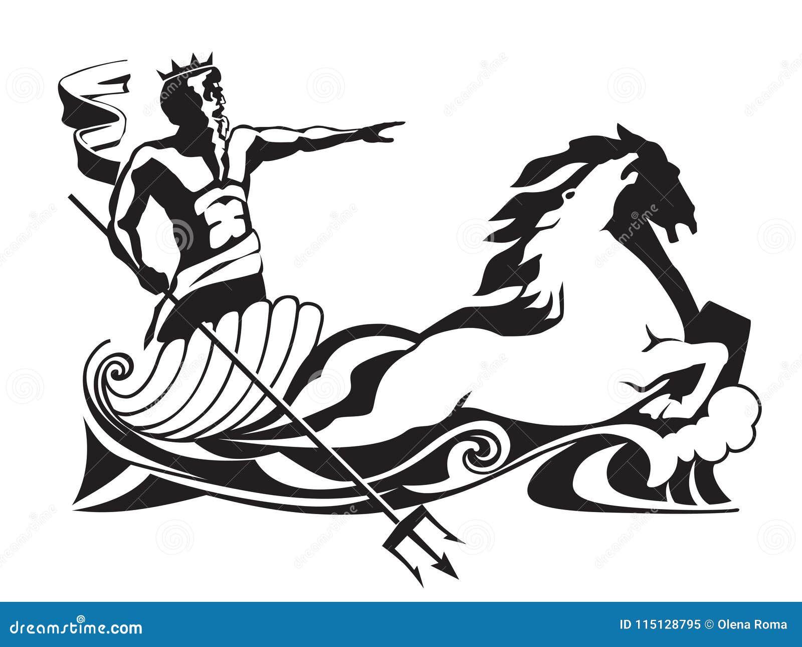 Poseidon Neptune with Trident on Chariot Vector Illustration Stock ... Poseidon Neptune with Trident on Chariot Vector Illustration Stock ...