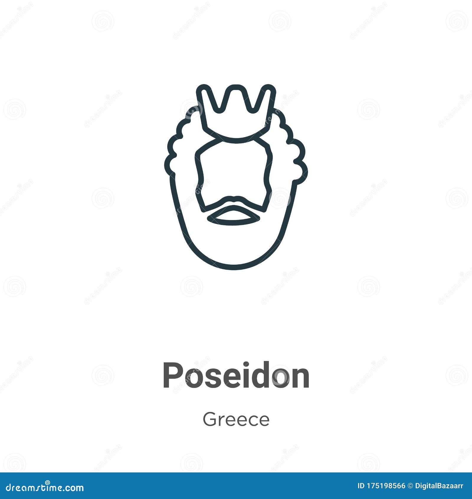 Poseidon Outline Vector Icon. Thin Line Black Poseidon Icon, Flat ...