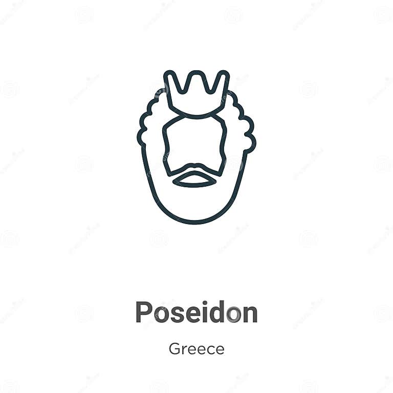Poseidon Outline Vector Icon. Thin Line Black Poseidon Icon, Flat ...