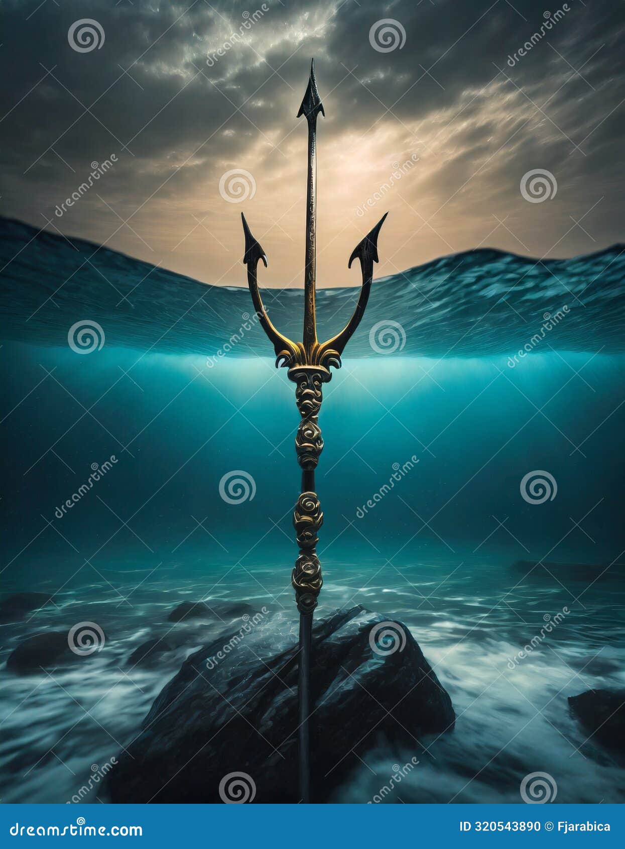 Poseidon S Trident with the Sea Stock Illustration - Illustration of ...