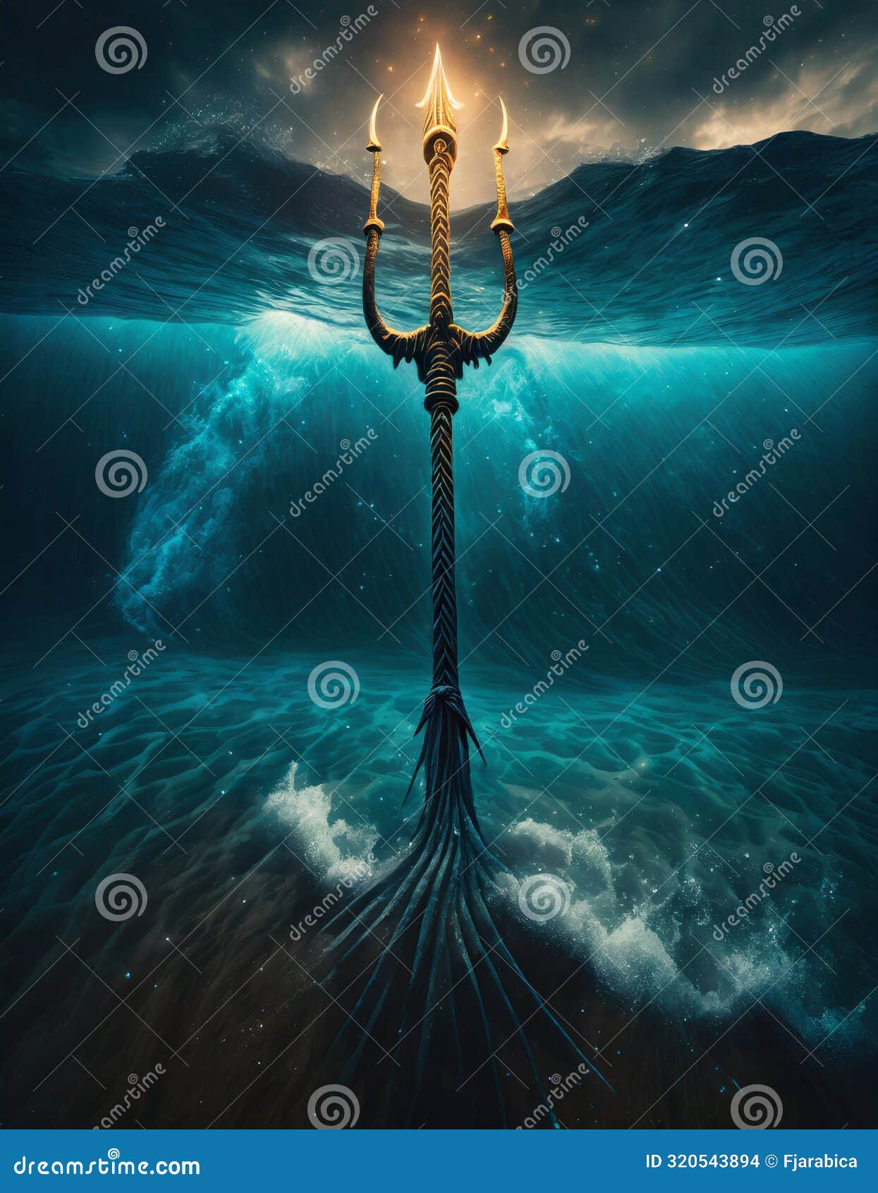 Poseidon S Trident with the Sea Stock Illustration - Illustration of ...