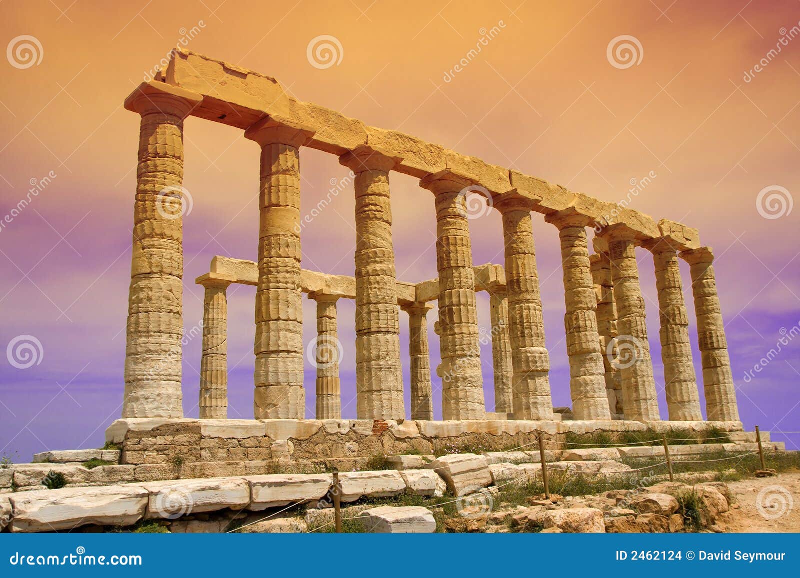 Poseidon Temple stock photo. Image of monument, blue, greece - 2462124