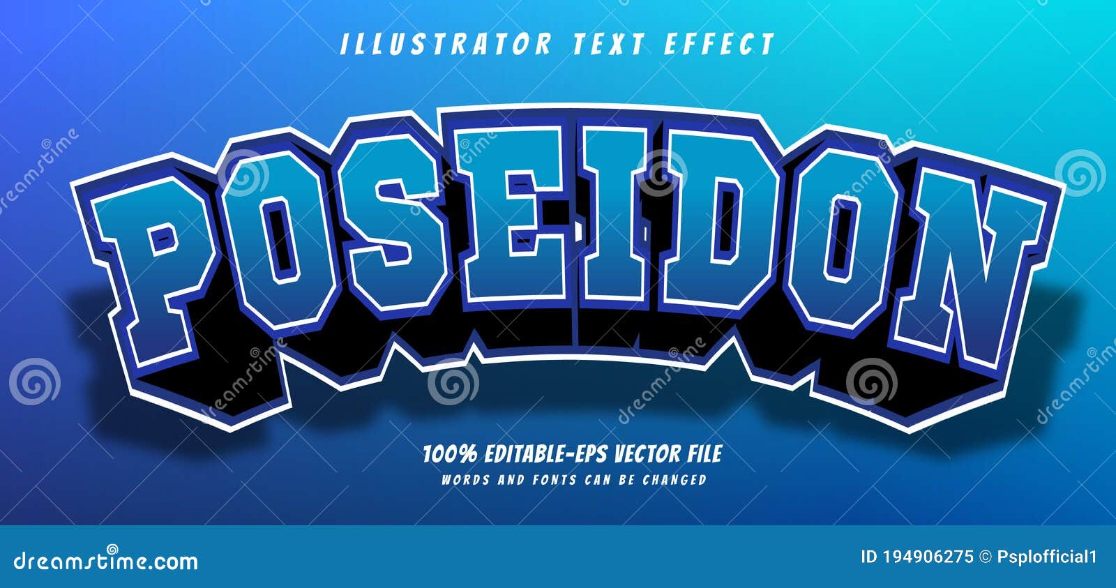 Poseidon Text Effect Design Vector Stock Vector - Illustration of bold ...