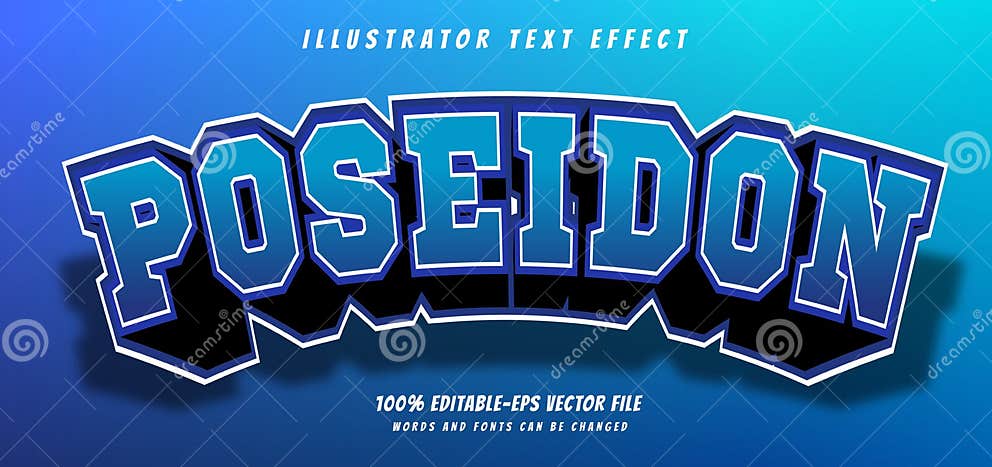 Poseidon Text Effect Design Vector Stock Vector - Illustration of bold ...