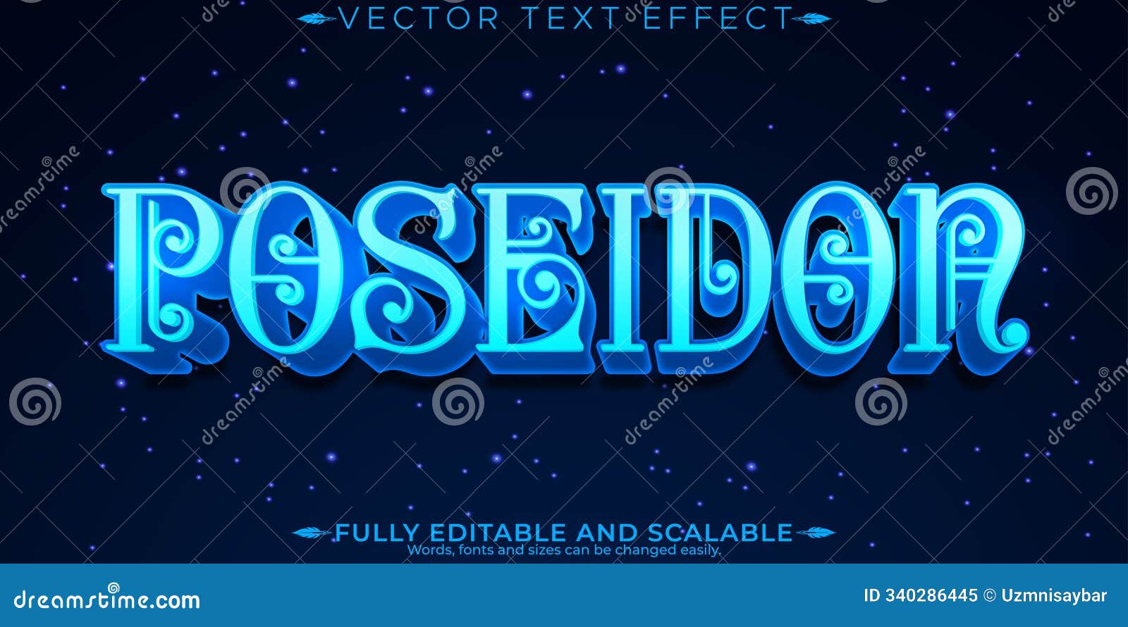 Poseidon Text Effect, Editable God and Water Customizable Font Style ...