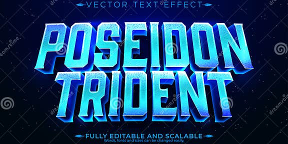 Poseidon Text Effect, Editable Trident and Ocean Text Style Stock ...
