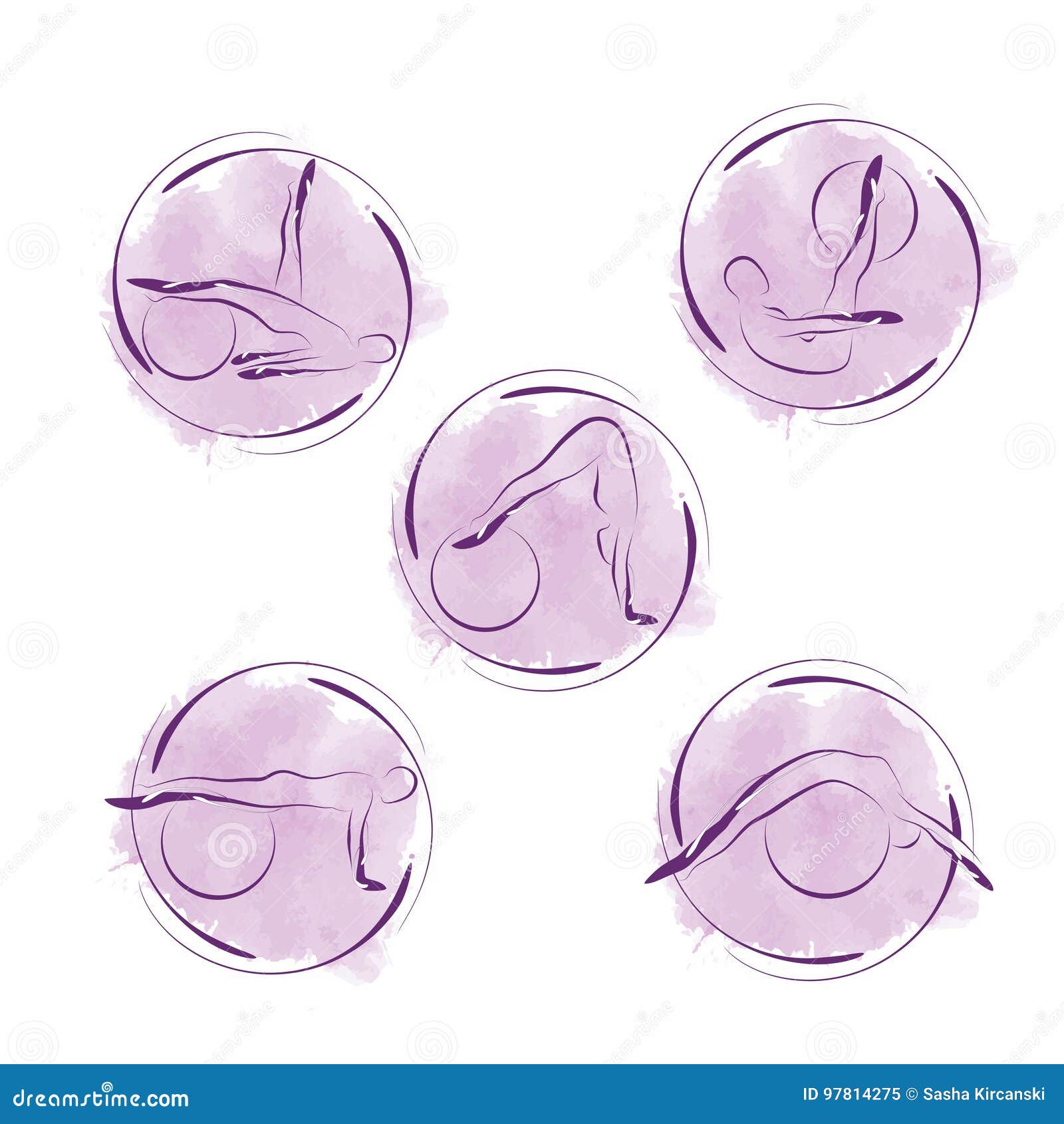 Poses Abstratas Dos Pilates Ilustração do Vetor - Ilustração de isolado ...