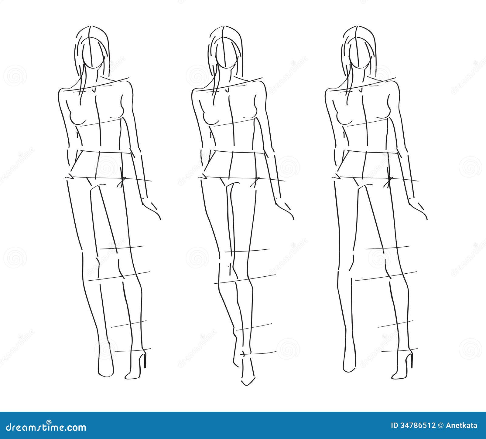 Poses de mode de croquis illustration de vecteur. Illustration du ...