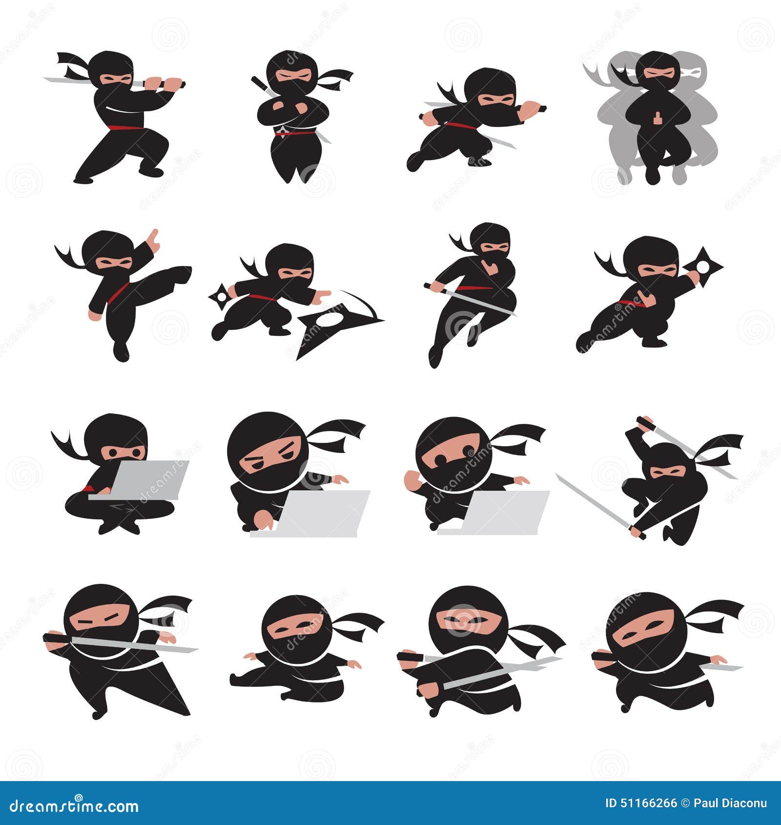 Poses de Ninja illustration de vecteur. Illustration du positionnement ...