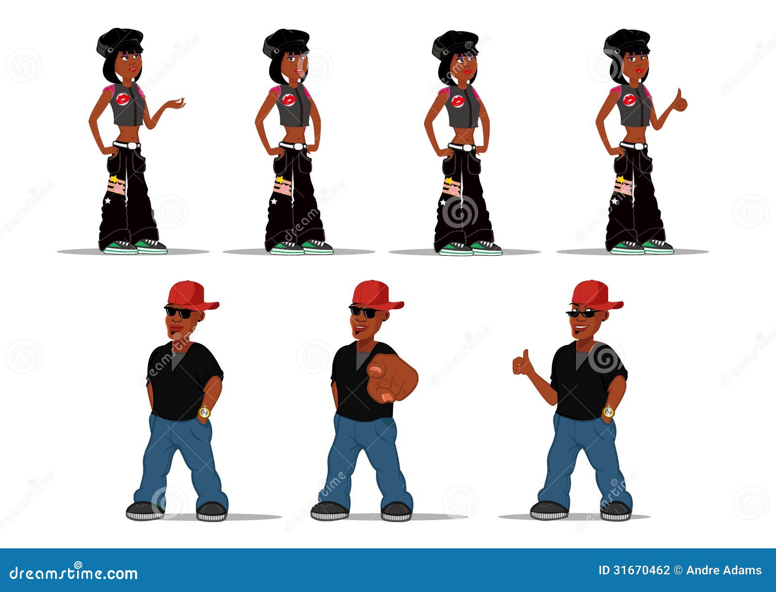 Poses 01 do rapper ilustração do vetor. Ilustração de jeans - 31670462