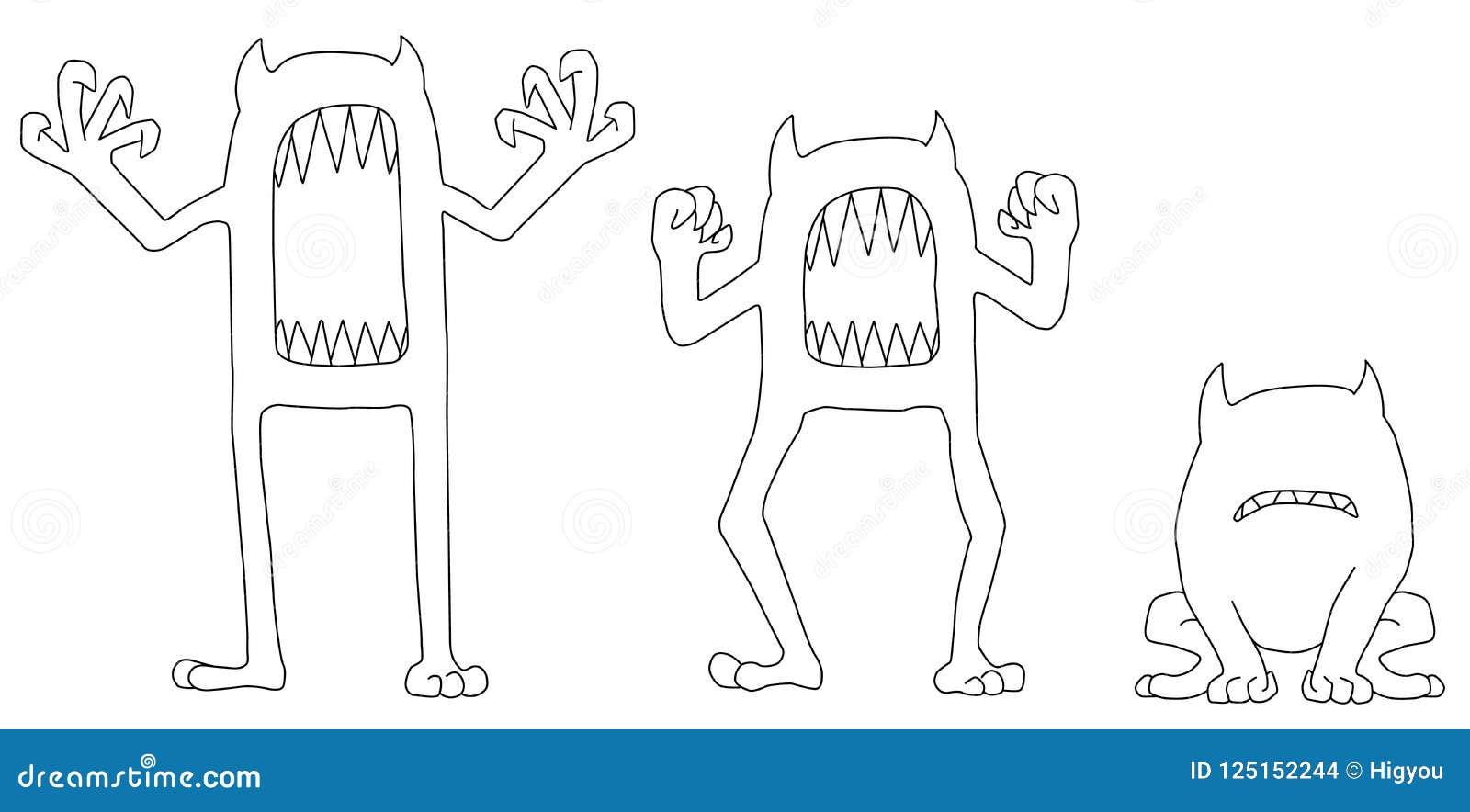 Poses do susto do monstro ilustração do vetor. Ilustração de movimento ...