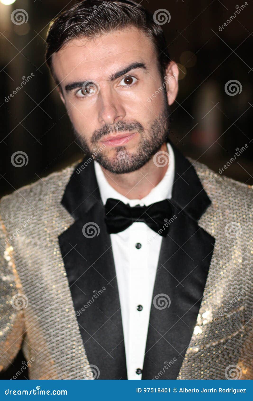 Posh Man Wearing a Shiny Outfit Stock Image - Image of latin, face ...