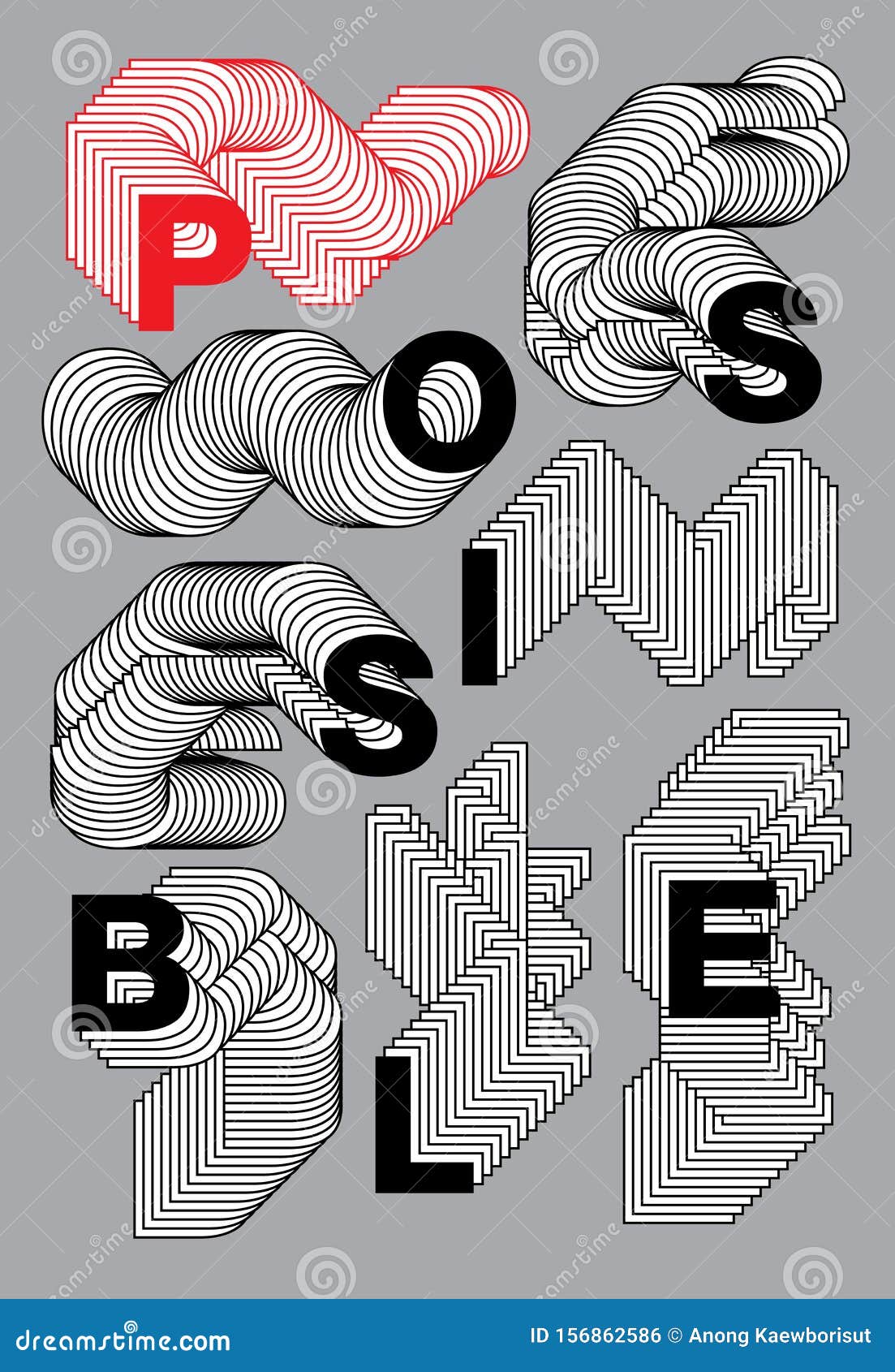 Layered Alphabet. Pink Shades Artistic Font. Isolated English Alphabet ...