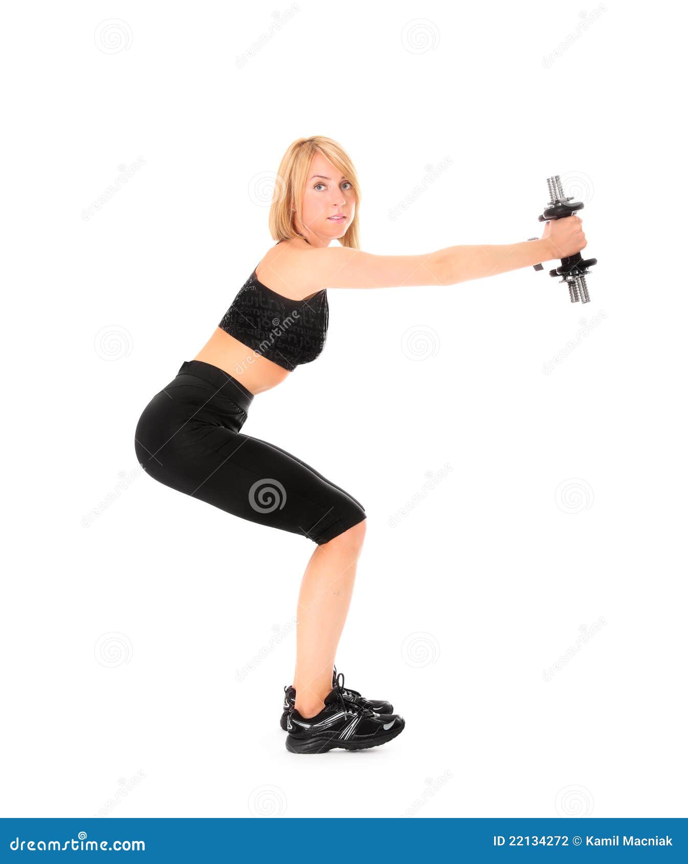 Posiciones en cuclillas foto de archivo. Imagen de muchacha - 22134272